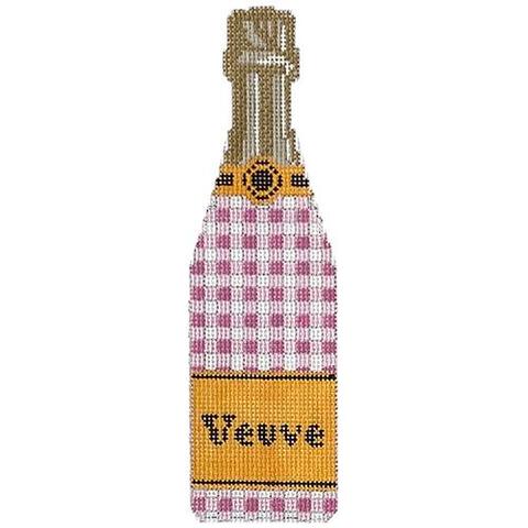 Veuve Bottle Pink Gingham – Seaside Needlepoint