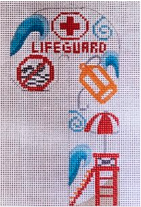 Lifeguard Candy Cane – Seaside Needlepoint