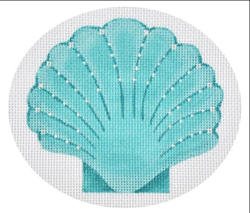 Seaside Scallop Shell-Turquoise – Seaside Needlepoint